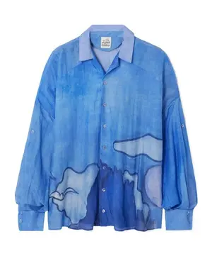 DONDE ESTEBAN Printed Silk Shirt - Blue