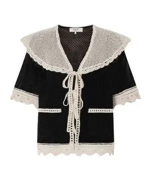 Sea Kendall Crocheted Cotton Blouse - Black