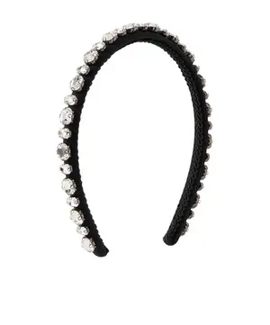Erdem Crystal Embellished Narrow Headband - Black