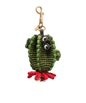 ANYA HINDMARCH Cactus Gold-tone And Raffia Bag Charm - Multicolor