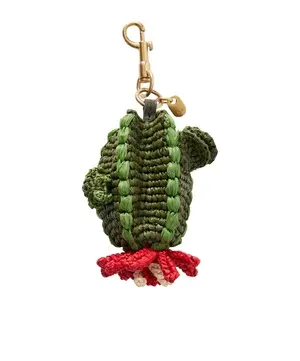 ANYA HINDMARCH Cactus Gold-tone And Raffia Bag Charm