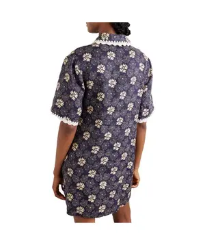 Sea Printed Linen Mini Dress
