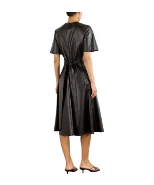 Altuzarra Wrap-effect Paneled Leather Midi Dress