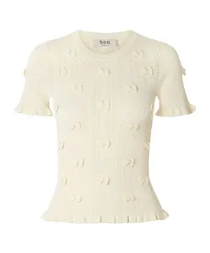 Sea Bow Detail Ruffled Top - No