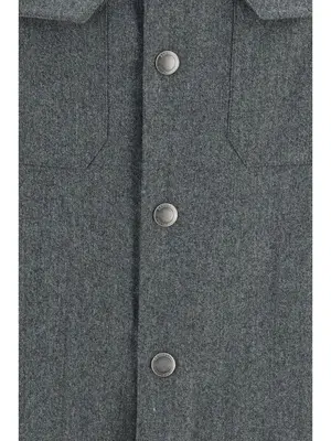 Brunello Cucinelli Virgin Wool Flannel Overshirt With Spread Collar And Chest Pockets