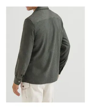 Brunello Cucinelli Virgin Wool Flannel Overshirt With Spread Collar And Chest Pockets