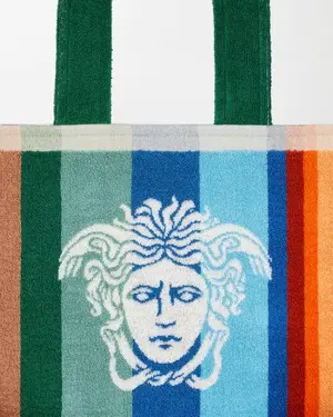 Versace Striped Medusa Tote Bag