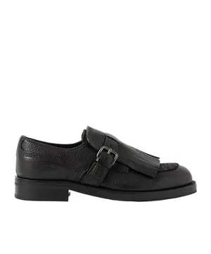 Church's Fringed Textured-leather Brogues - Black