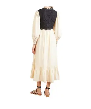 Sea Adelina Woven And Guipure Lace Maxi Dress
