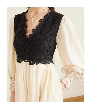 Sea Adelina Woven And Guipure Lace Maxi Dress