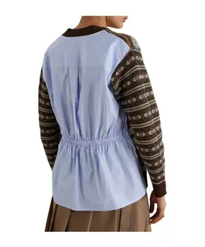 Sea Ciara" Striped Cotton-poplin And Fair Isle Wool Sweater - Multicolor