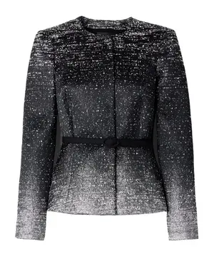 Oscar De La Renta Belted Metallic Bouclé-tweed Jacket