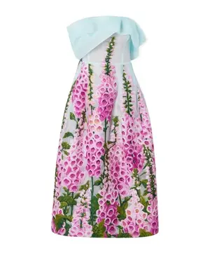 Oscar De La Renta Floral-appliquéd Organza Midi Dress - Pink