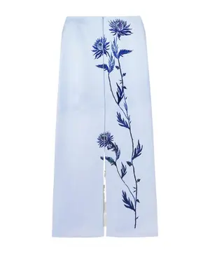 Altuzarra Kat Floral-print Silk-satin Maxi Skirt - Blue