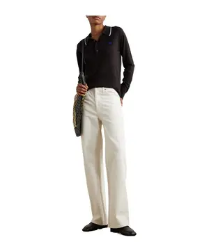 WALES BONNER Solid Wool Polo Sweater