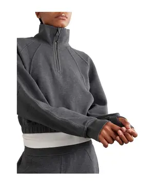 Lululemon Cropped Waffle-knit Half-zip Sweater