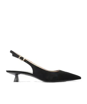 STUART WEITZMAN Sculpt Leather-trimmed Suede Slingback Pumps - Black