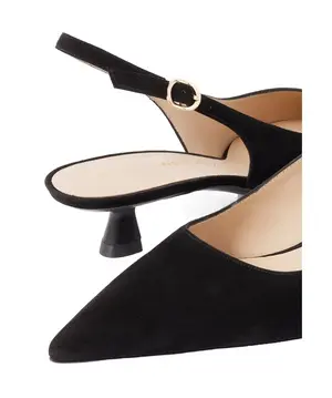 STUART WEITZMAN Sculpt Leather-trimmed Suede Slingback Pumps