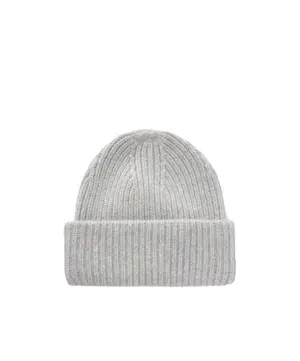 YVES SALOMON Ribbed Cashmere Beanie - Gray