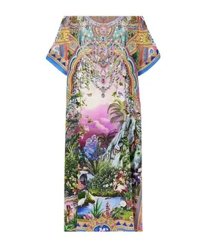 Camilla Crystal-embellished Printed Silk Crepe De Chine Kaftan - Multicolor