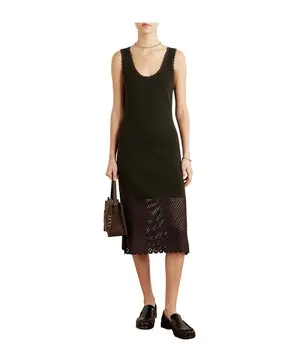 WALES BONNER Crochet-trimmed Ribbed Cotton-blend Midi Dress