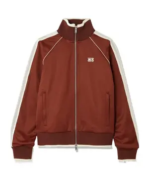 WALES BONNER Embroidered Mesh-trimmed Jersey Track Jacket - Red
