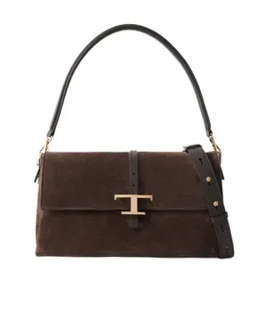 TOD'S T-lock Suede Baguette Shoulder Bag - Black