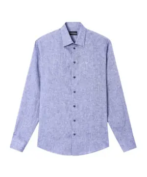 Emporio Armani Logo-embroidered Buttoned Shirt - Blue