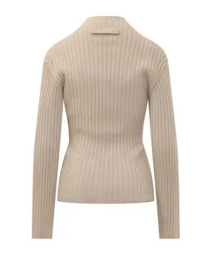 Victoria Beckham Ribbed Fitted Knitted Jumper