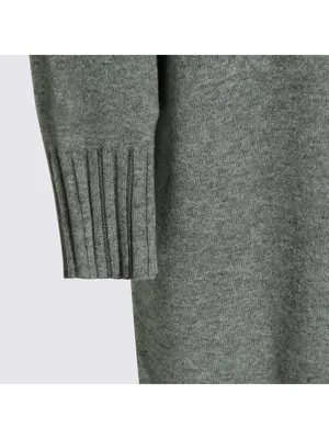 Fabiana Filippi Ribbed Turtleneck Long-sleeve Knit Dress - Grey