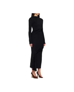 MUGLER Draped Turtleneck Midi Dress