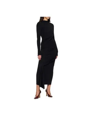 MUGLER Draped Turtleneck Midi Dress