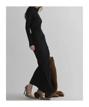 MUGLER Draped Turtleneck Midi Dress