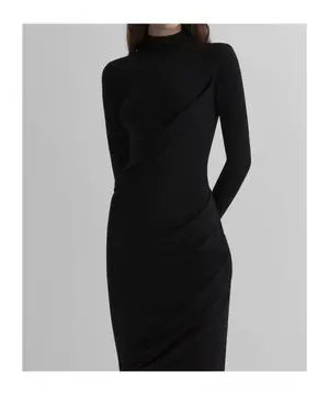 MUGLER Draped Turtleneck Midi Dress
