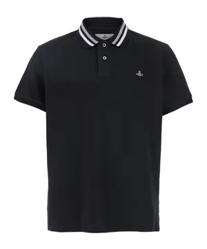 VIVIENNE WESTWOOD Orb Embroidered Short-sleeved Polo Shirt - Black