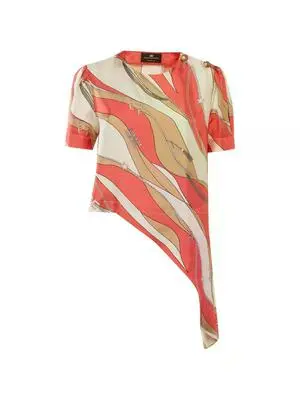 Elisabetta Franchi Printed Silk Asymmetric Top