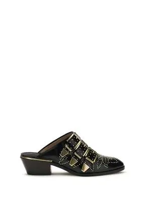 Chloé Susan Leather Mules With Studs - Black
