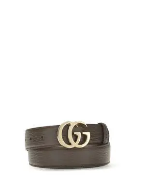 Gucci Leather Belt With Gold-tone Gg Logo - Brown
