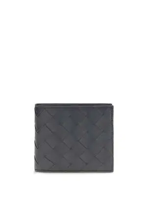 Bottega Veneta Bifold Leather Intrecciato Wallet - Black