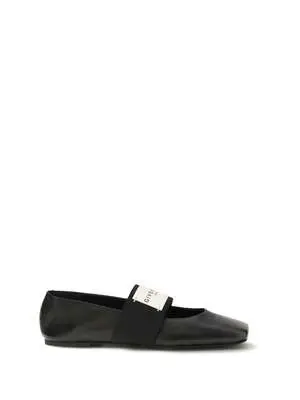Givenchy Leather Sliced Square Ballerinas - Black
