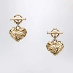 Chloé Heart Shaped Dangle Earrings In Brass - Silver