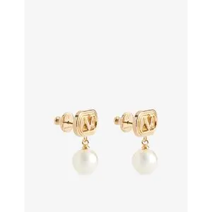 Valentino Garavani Ovalette Pearl-drop Brass Earrings