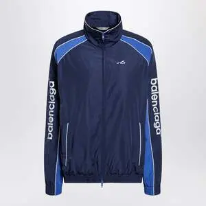 Balenciaga Navy Cotton Blend Techwear Zip-up Jacket - Blue