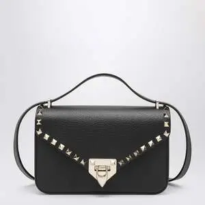 Valentino Garavani Rockstud Crossbody Bag In Calfskin Leather - Black