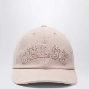 Chloé Baseball Cap In Cotton Denim - Pink