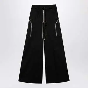 Rick Owens Cotton Canvas Flared Trousers - Black