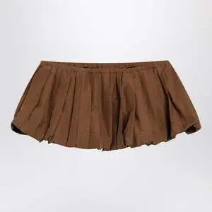 Miu Miu Pleated Vichy-check Mini Skirt - Brown
