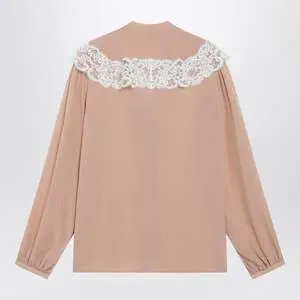 Chloé Silk Shirt With Lace Details - Pink