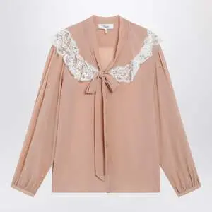 Chloé Silk Shirt With Lace Details - Pink