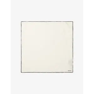 TOM FORD Contrast-border Logo Silk Pocket Square - White